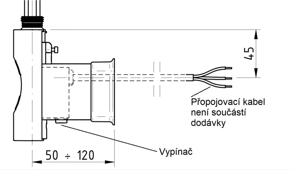 Hydronix Home Plus, O-profil, topná tyč Barva topné tyče: Černá, Výkon topné tyče: 600 W, Připojení topné tyče: S kabelem se zástrčkou