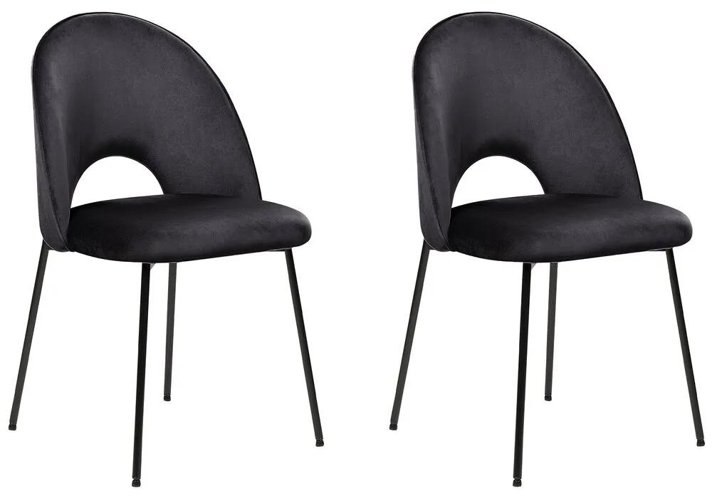 Sada 2 sametových jídelních židlí černé COVELO Beliani