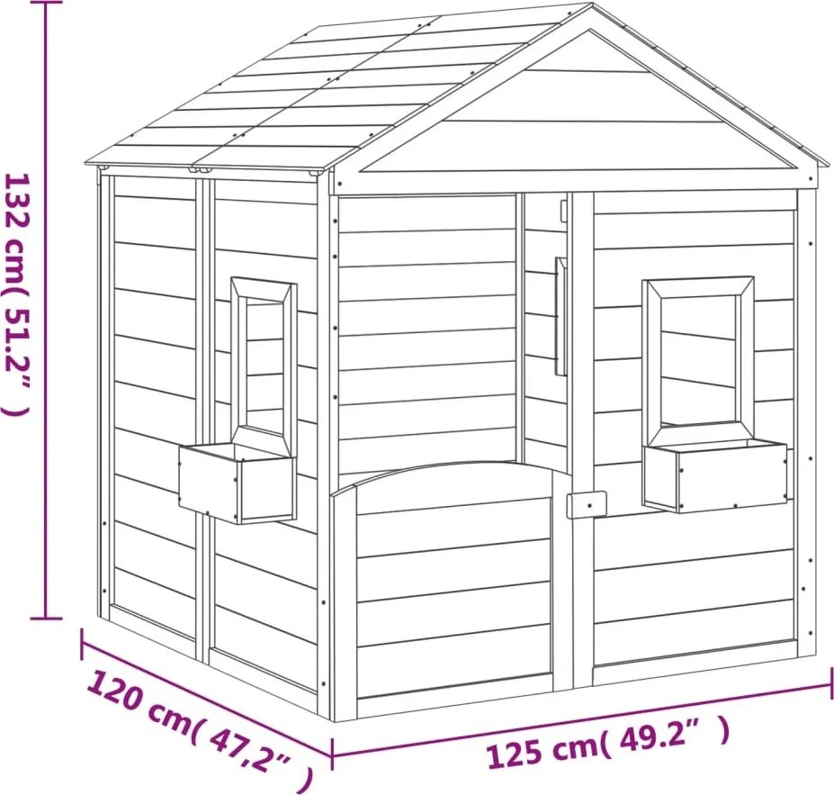 vidaXL Domeček s uzamykatelnými dveřmi a květináči masivní jedle [93687] Barva: Šedá
