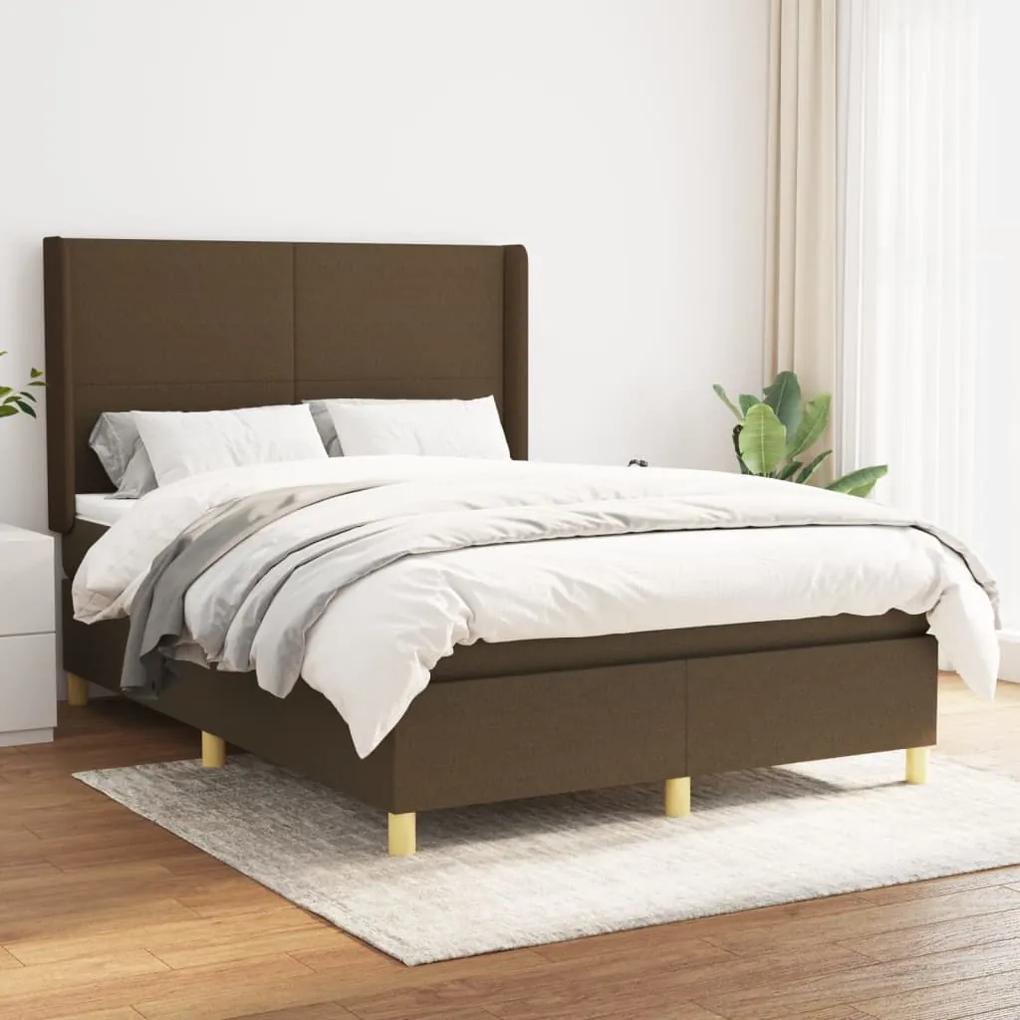 Box spring postel s matrací tmavě hnědá 140x190 cm textil,  3131828