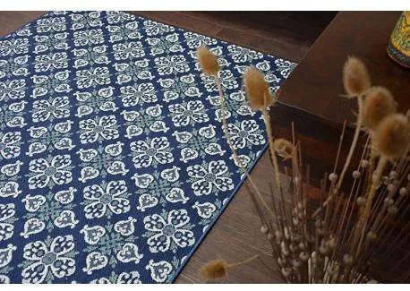 koberec COLOR 19246/699 SISAL Květiny Modrý velikost 160x230 cm | krásné koberce cz