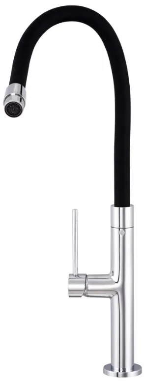 Gamma Flex Slim, vysoká kuchyňská baterie s elastickým ramenem h-480 mm, černá-chromová, GMA-BFXSL-CH