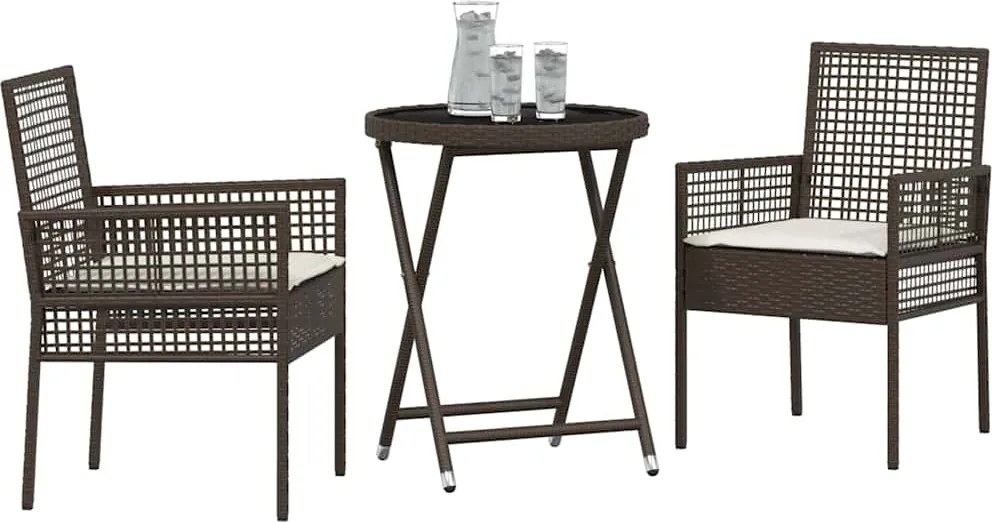Zahradní bistro set 3 ks Hnědá polyratan 3334963