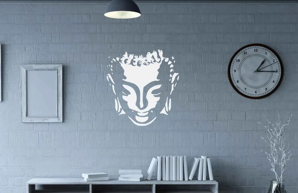 GLIX Buddha - samolepka na zeď Bílá 40 x 45 cm