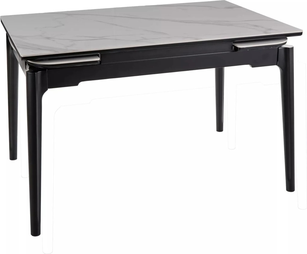 Jídelní rozkládací stůl Sento 120/180 cm keramika bílý mramor/černý