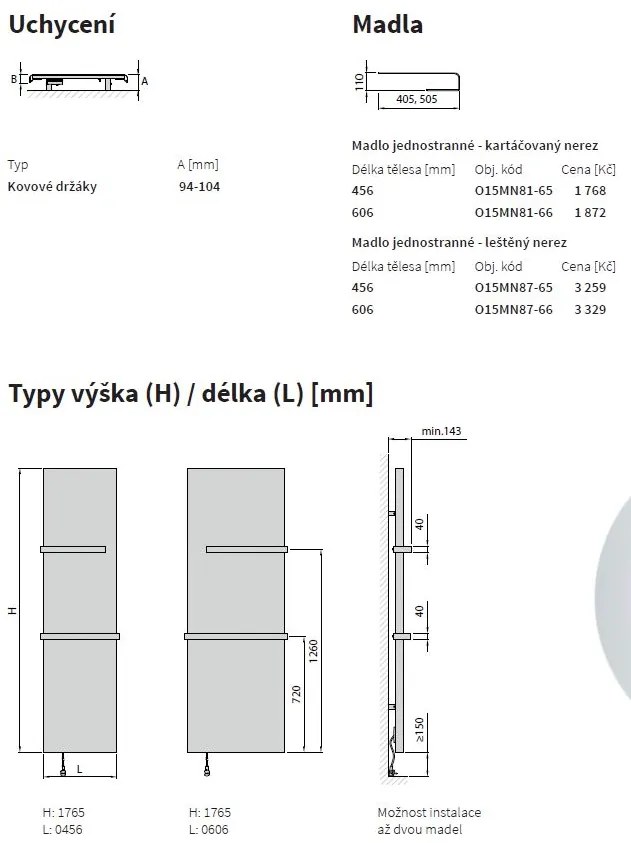 Isan E-arte radiátor do koupelny 1765/606 DEAR17650606AK01-0110 Barva ISAN: Bezbarvý lak S20 (84)