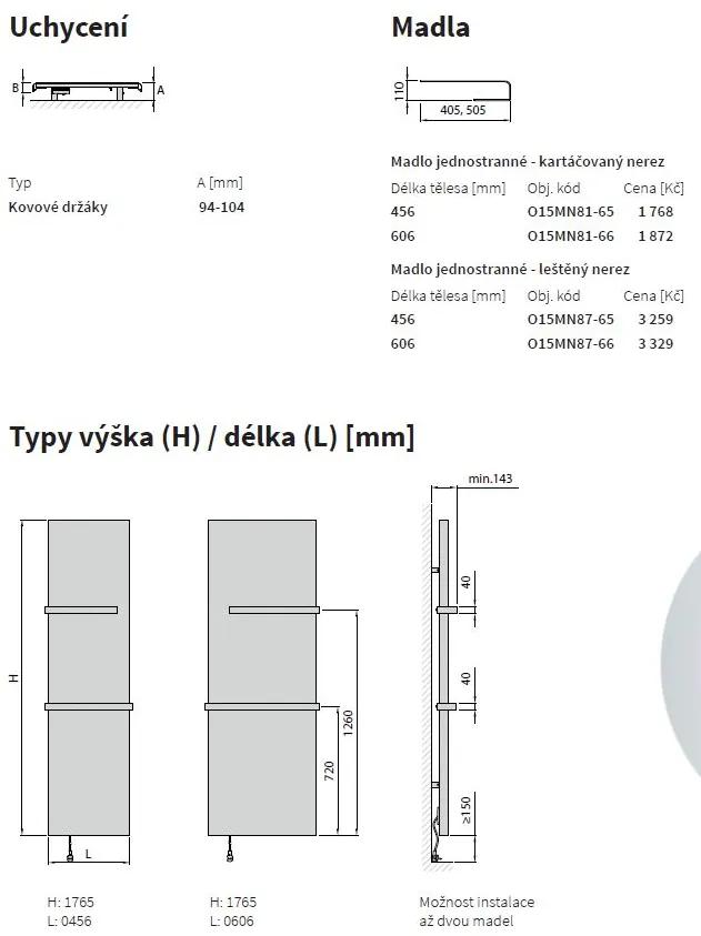 Isan E-arte radiátor do koupelny 1765/606 DEAR17650606AK01-0110 Barva ISAN: Lávový popel - struktura S33 (27)