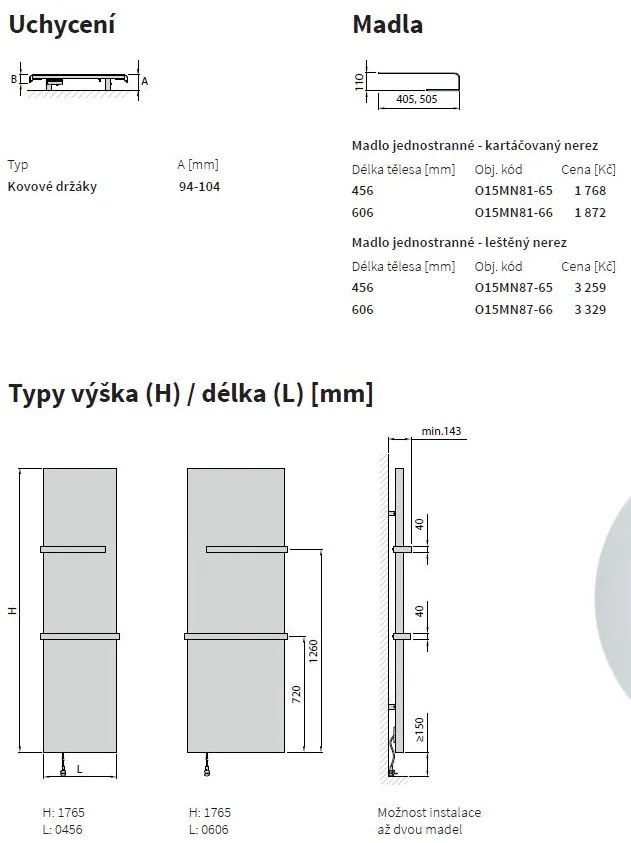 Isan E-arte radiátor do koupelny 1765/606 DEAR17650606AK01-0110 Barva ISAN: Růžový korál - struktura S32 (26)