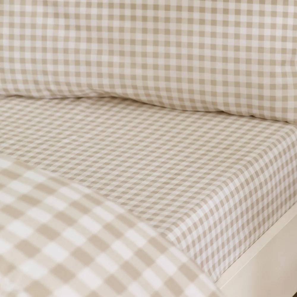 Béžové 3dílné povlečení na dvoulůžko 200x200 cm Bamford Gingham Check – Catherine Lansfield