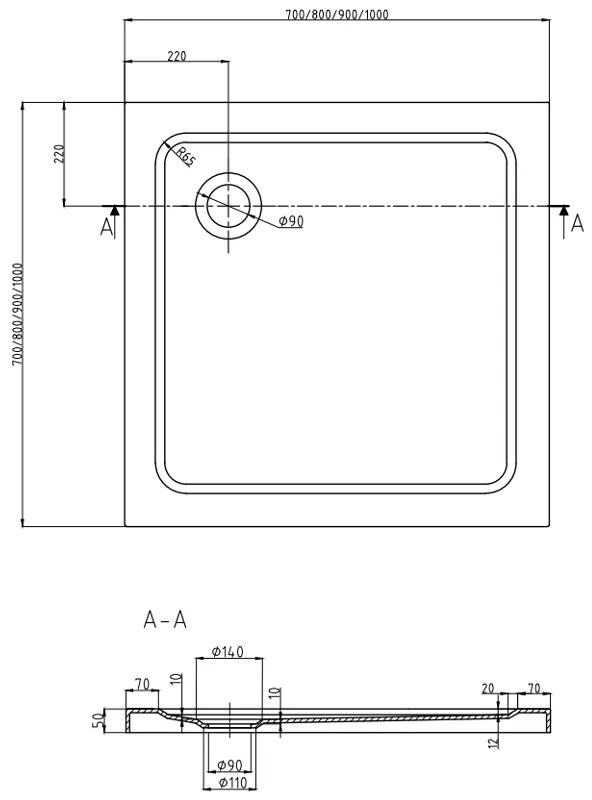 Mexen Rio čtvercový sprchový kout 80 x 80 cm, Pruhy, Černá + sprchová vanička Flat, Černá - 860-080-080-70-20-4070B