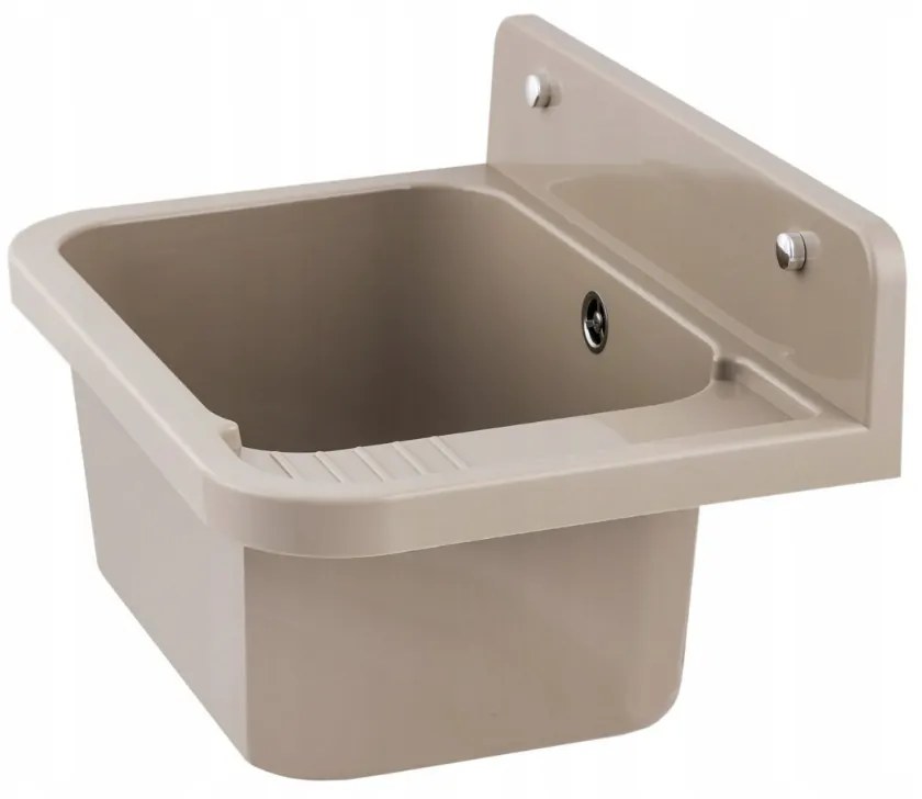 Sink Quality Universe, univerzální plastová výlevka 50x34x31 cm + sifon, 1-komorová, béžová, SKQ-KGK50-B