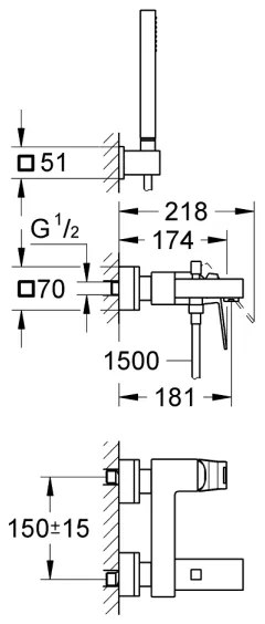 GROHE 23141000 - Vanová baterie EUROCUBE DN 15 lesklý chrom