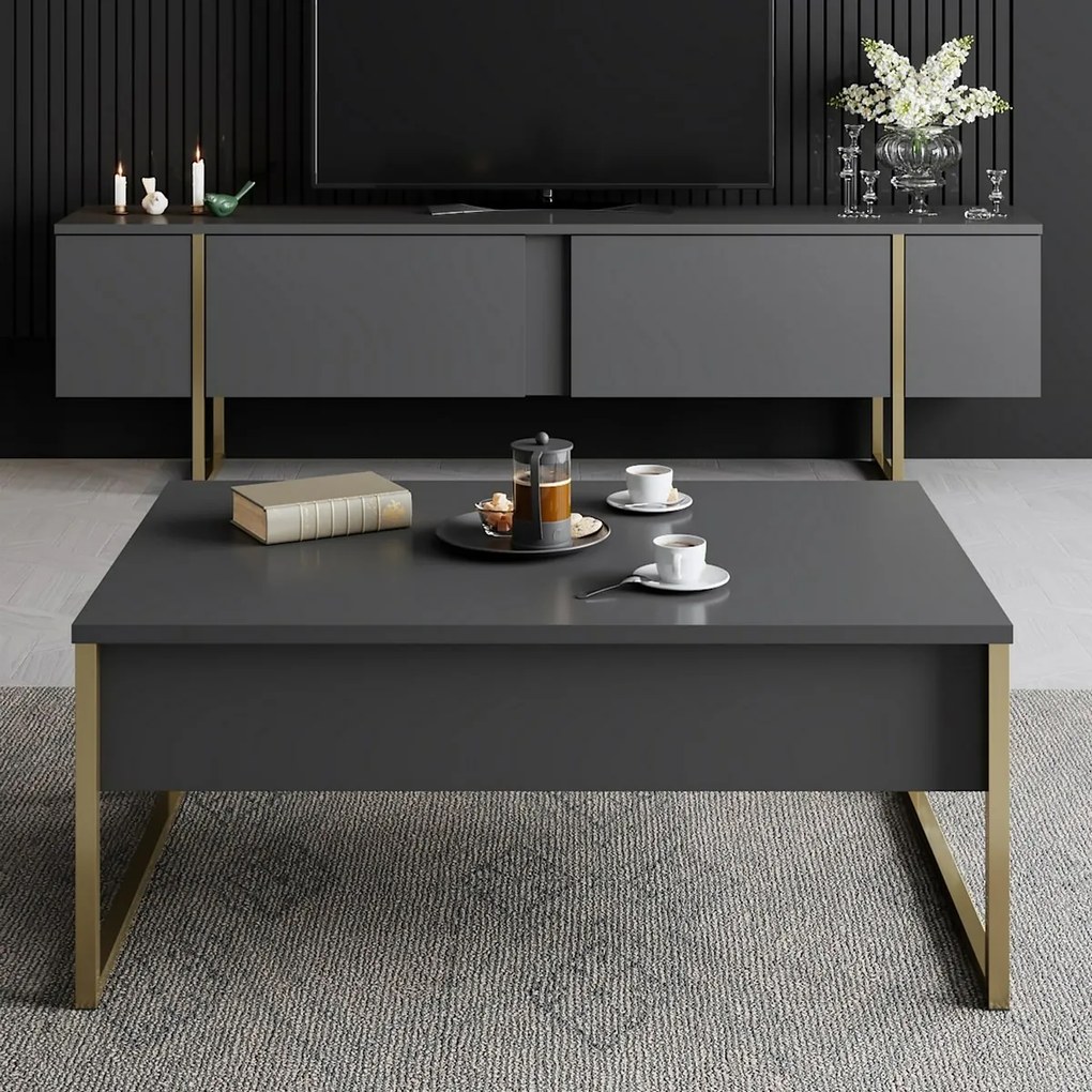Konferenční stolek Luxe Anthracite and Gold