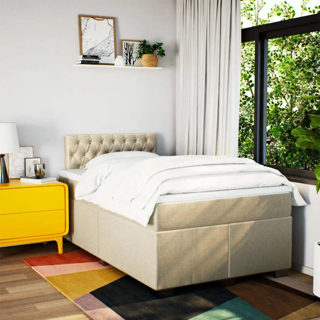 Box spring postel s matrací krémová 120x190 cm textil 3285839