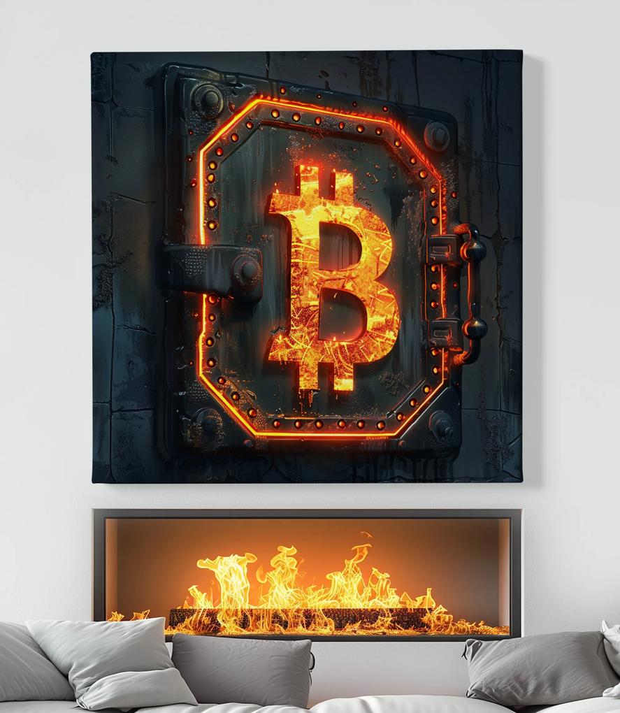 Obraz na plátně - Bitcoin Starý trezor FeelHappy.cz Velikost obrazu: 100 x 100 cm