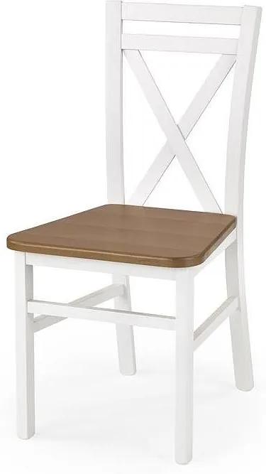 Jídelní židle Amarel 4, masiv buku + MDF, bílá / olše