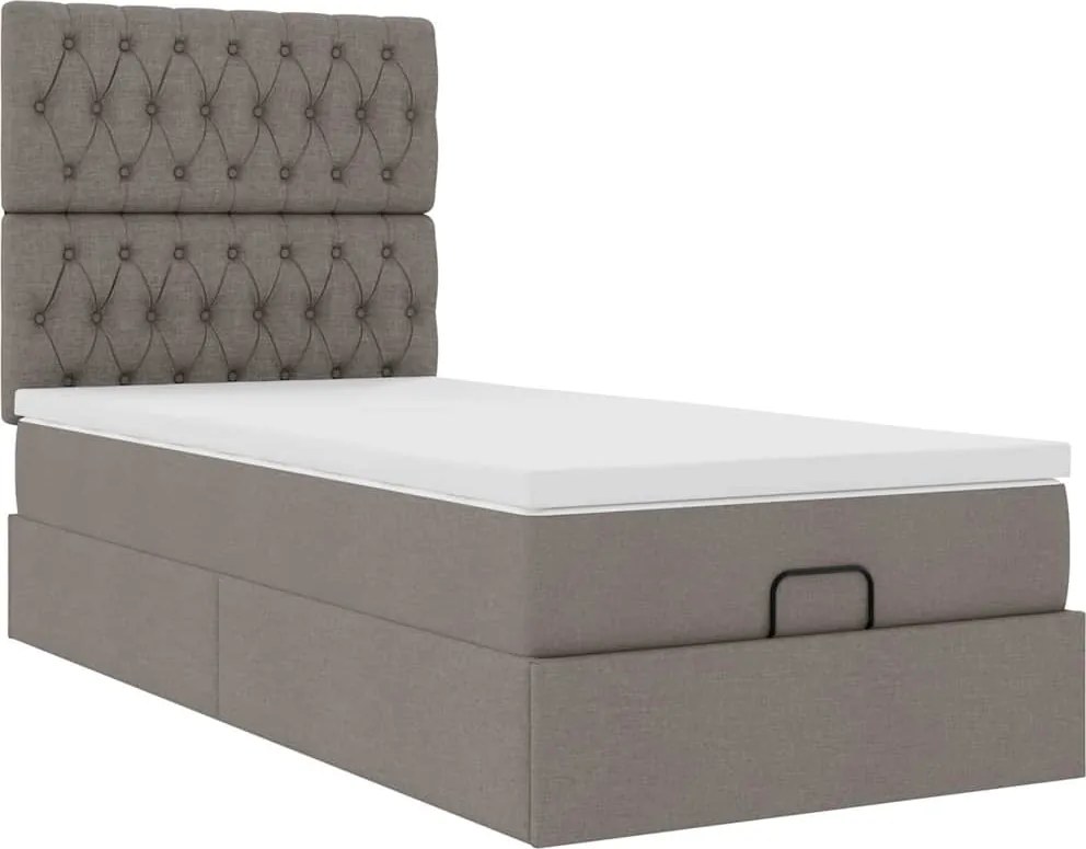 Osmanský rám postele s matrací taupe 80x200cm textil 3313199