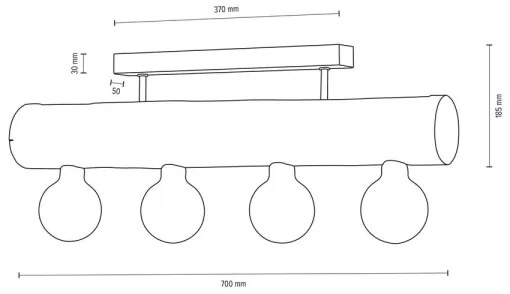 Spot-Light DO6997456 - Přisazený lustr TRABO 4xE27/60W/230V borovice