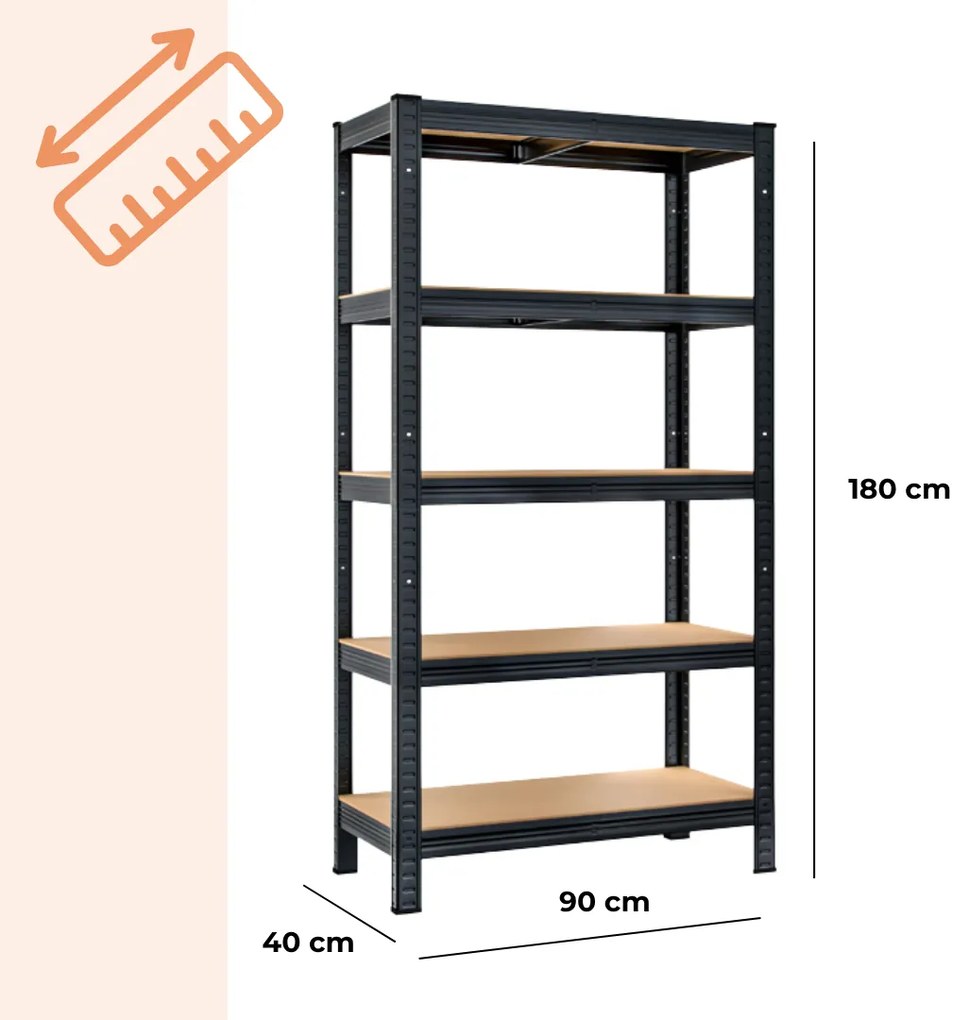 Jurhan Regál s vysokou nosností HEAVY, max. 875kg, 90x40x180cm, černá