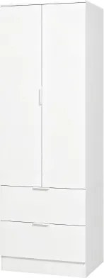 HOMCOM šatní skříň se 2 šuplíky, 2 dveřmi s tichým zavíráním a tyčí na oblečení, 60 x 47 x 180 cm, bílá