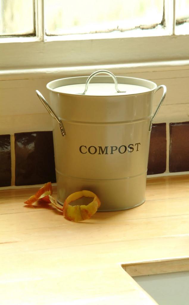 Garden Trading Kbelík na kompost Clay 3,5 l, béžová barva, kov