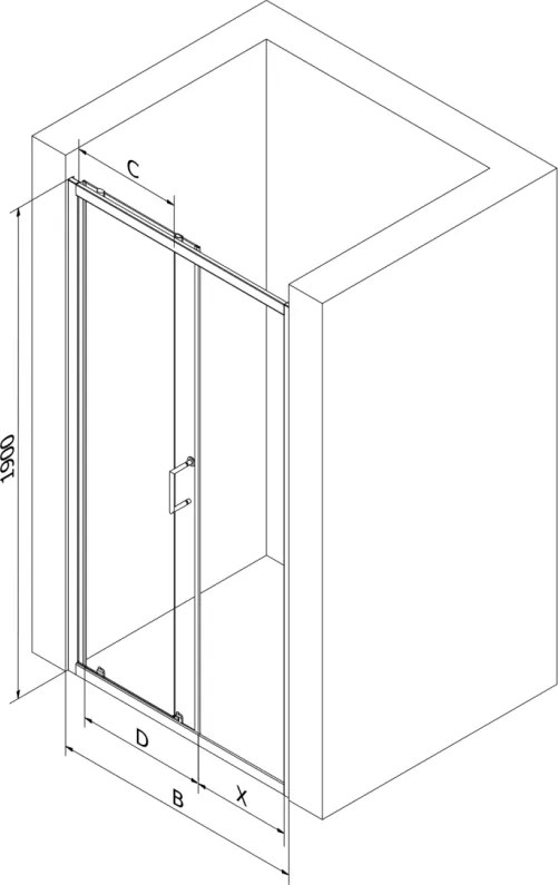 Mexen APIA sprchové posuvné dveře do otvoru 130 cm, černá, 845-130-000-70-00