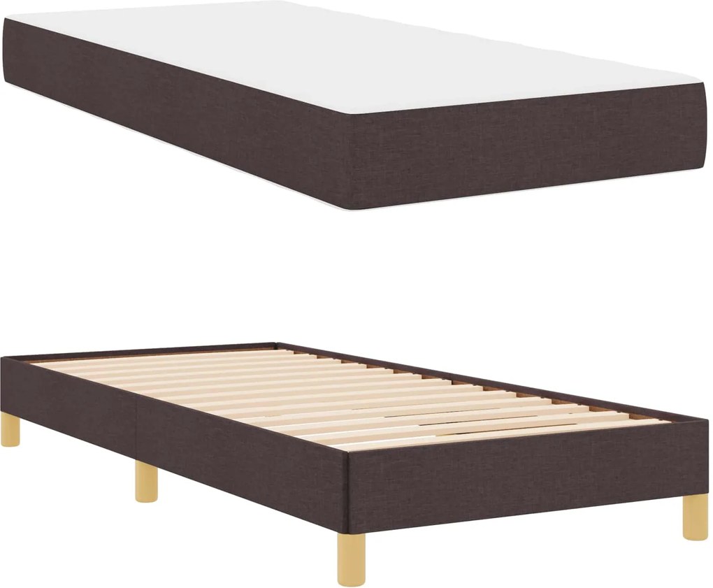 Postel s boxspringem s matrací Tmavě hnědá 90 x 190 cm textil 3398531
