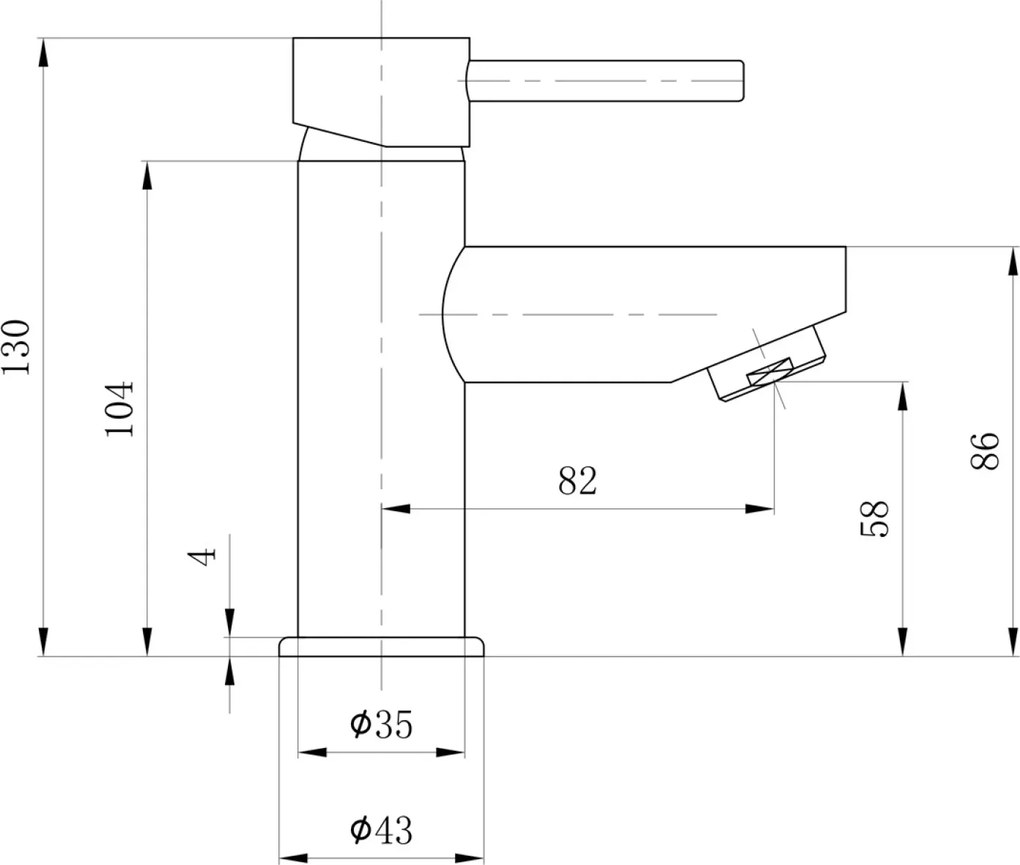 Sapho, SMALL stojánková umyvadlová baterie bez výpusti, 130 mm, chrom, SM09