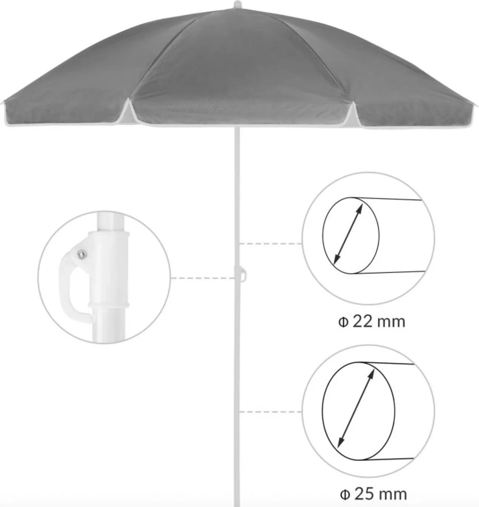 Plážový slunečník Trey 180 cm antracitový