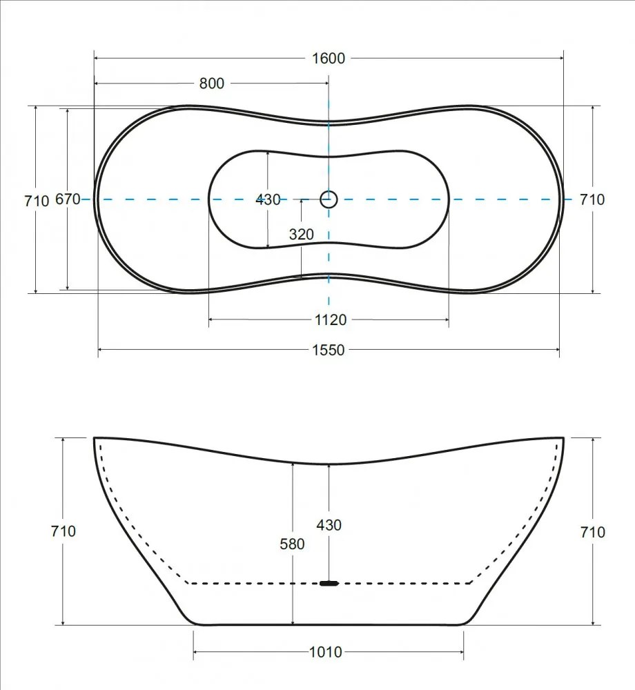 BESCO Volně stojící vana VIYA Glam - zlatá Rozměr vany - 160 × 70 cm VANAND16GLAM01