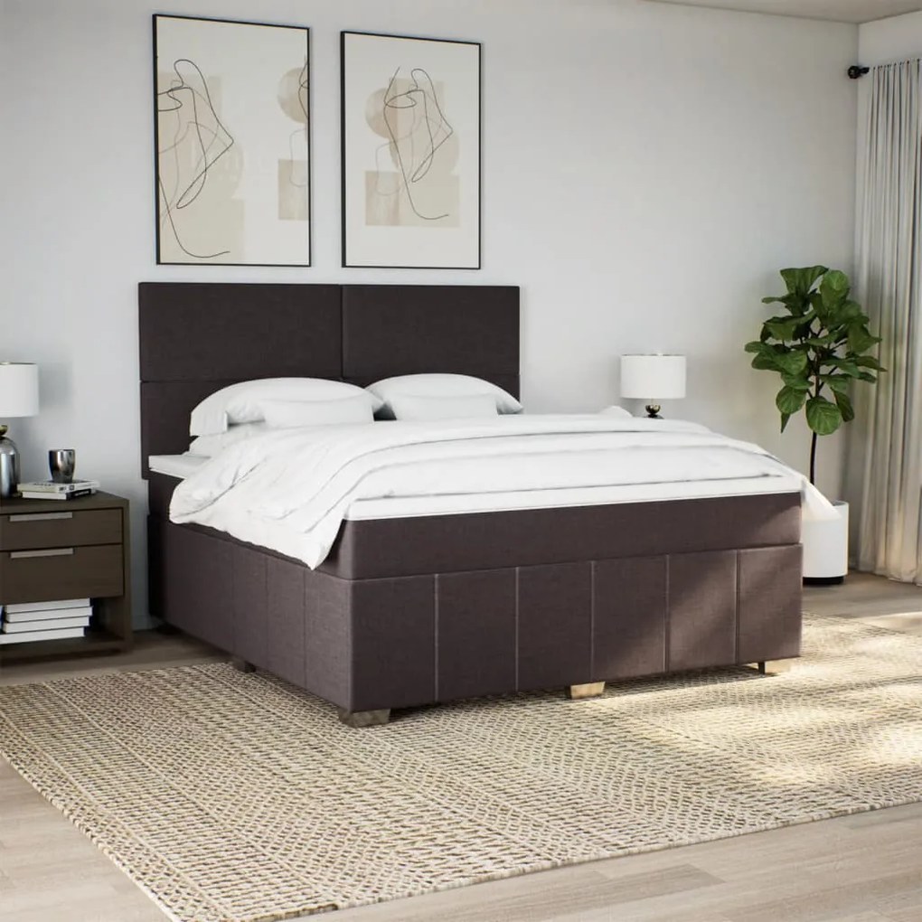 Box spring postel s matrací tmavě hnědá 180x200 cm textil 3291743