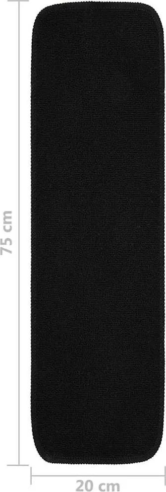 Protiskluzové nášlapy na schody 15 ks 75x20cm černé obdélníkové 340393