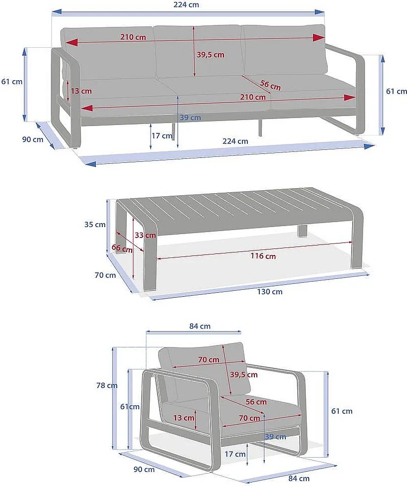 DEOKORK Hliníková sestava ISABELLA pro 5 osob (café)