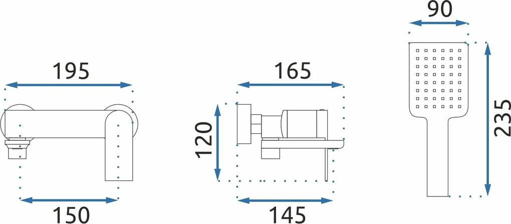 Rea Storm vanová baterie s bodovou sprchovou sadou, černá, REA-B9989