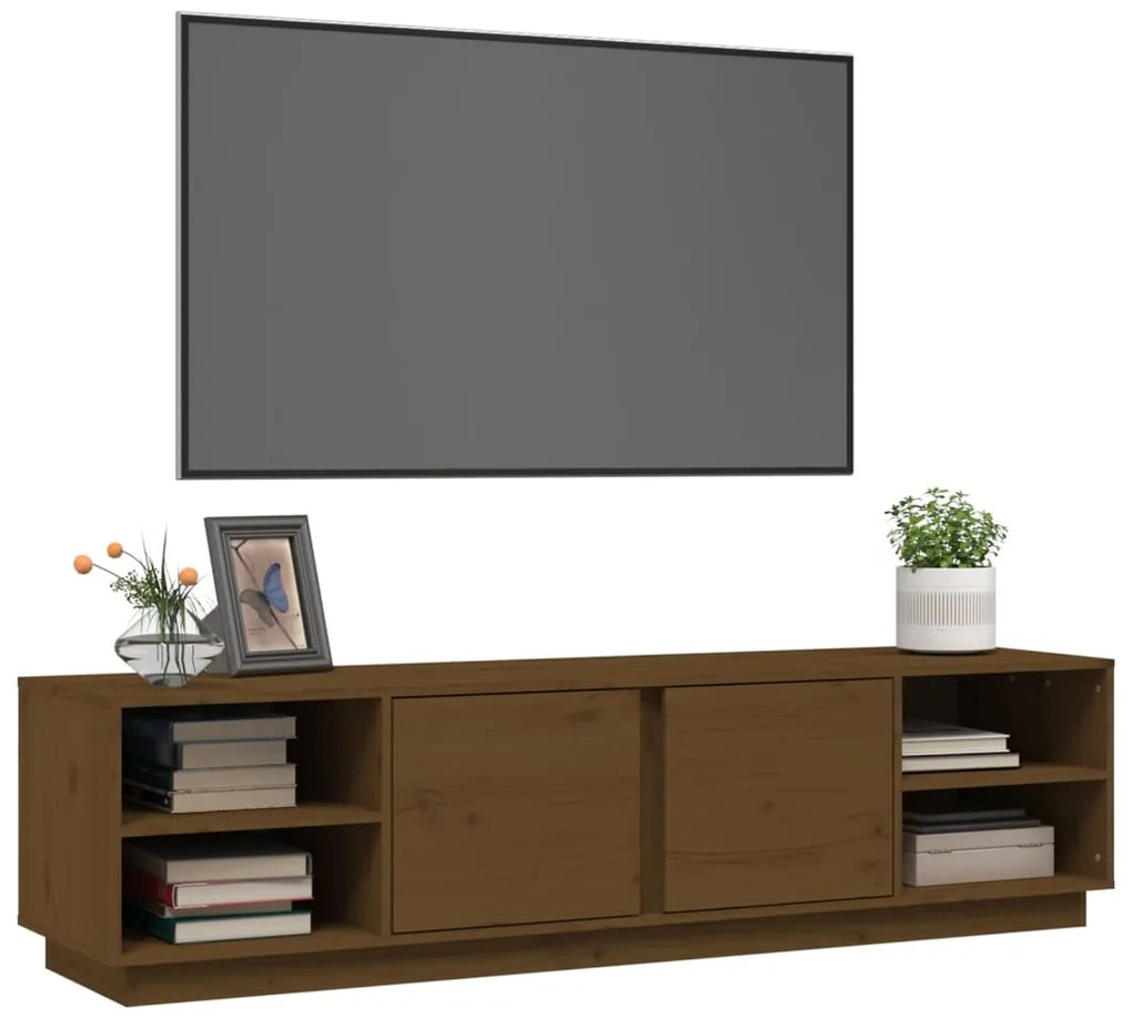 TV skříňka medově hnědá 156 x 40 x 40 cm masivní borové dřevo - Default Title