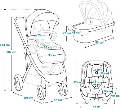 Lionelo - Kombinovaný kočárek 3v1 AMBER Black Onyx