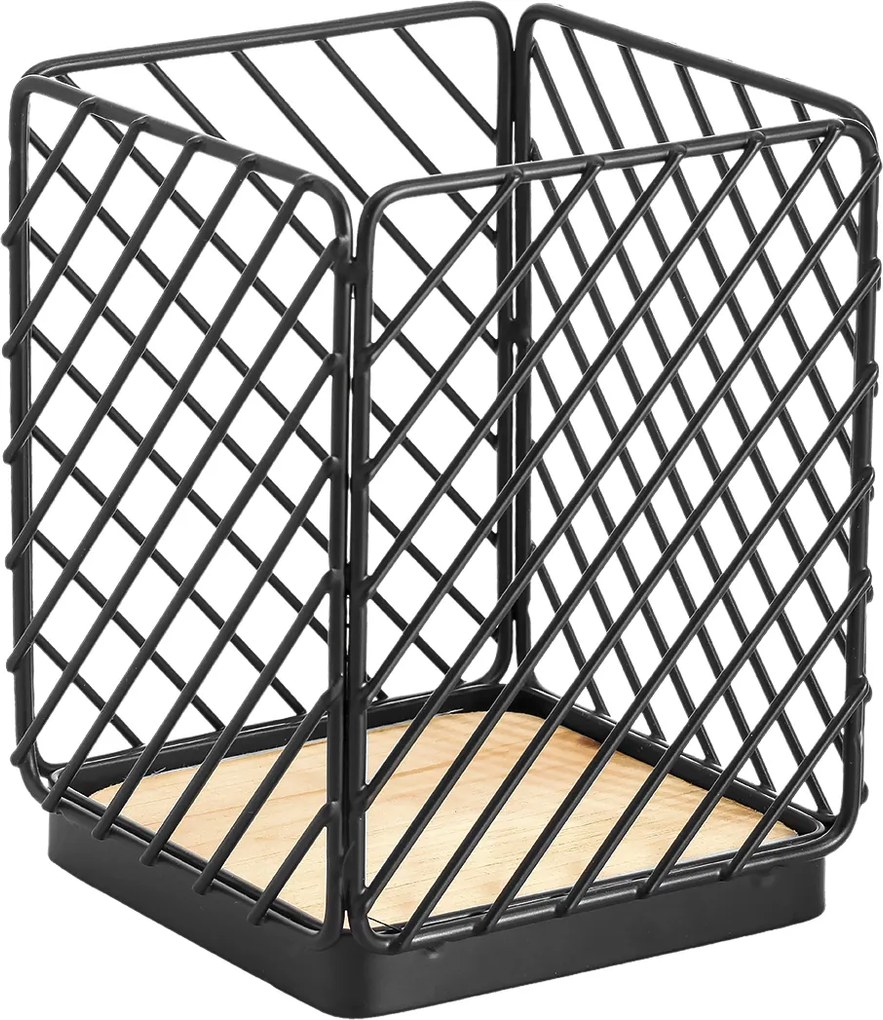 Laveo Oslo, stojan na příbory 106x106x140 mm, černá-hnědá, LAV-ELA_700A