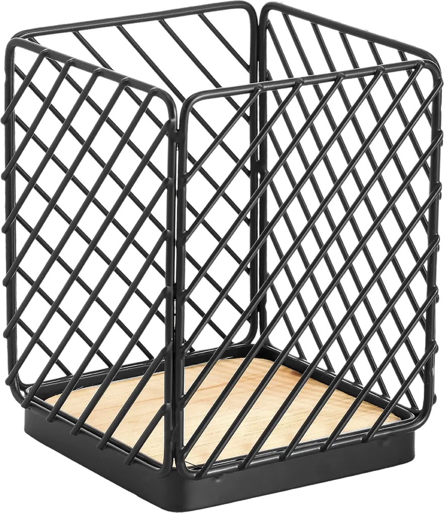Laveo Oslo, stojan na příbory 106x106x140 mm, černá-hnědá, LAV-ELA_700A