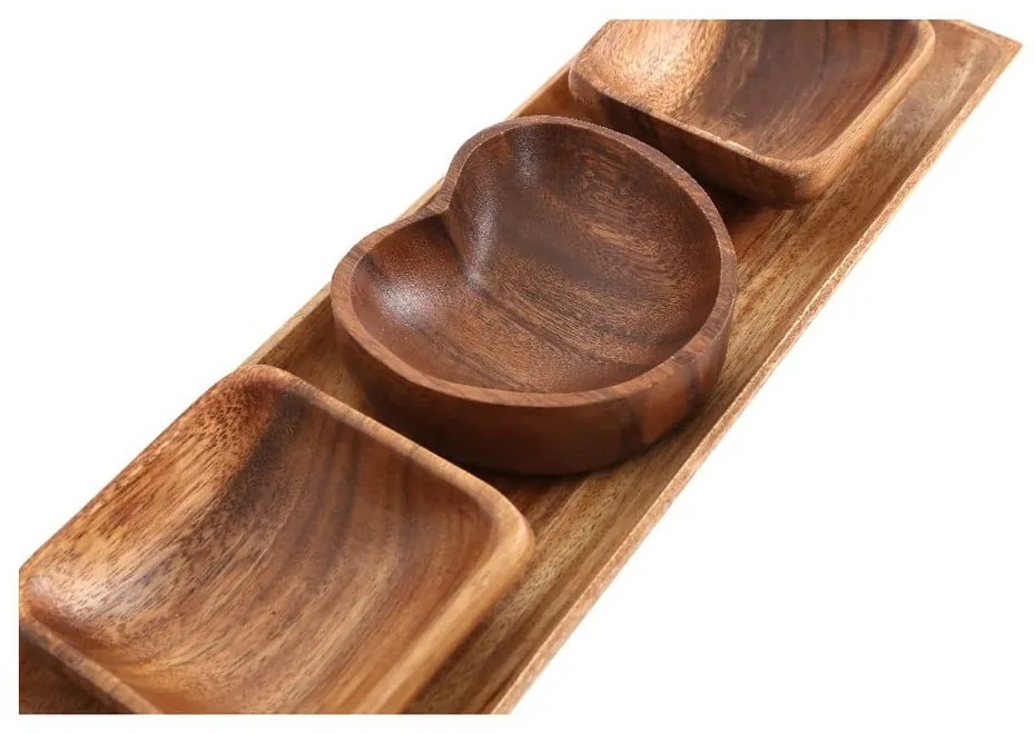 Hnědé dřevěné servírovací misky v sadě 4 ks Kora – Premier Housewares