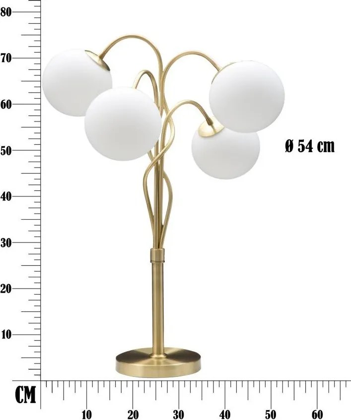 Bílá/ve zlaté barvě stolní lampa se skleněným stínidlem (výška 74 cm) Glamy – Mauro Ferretti