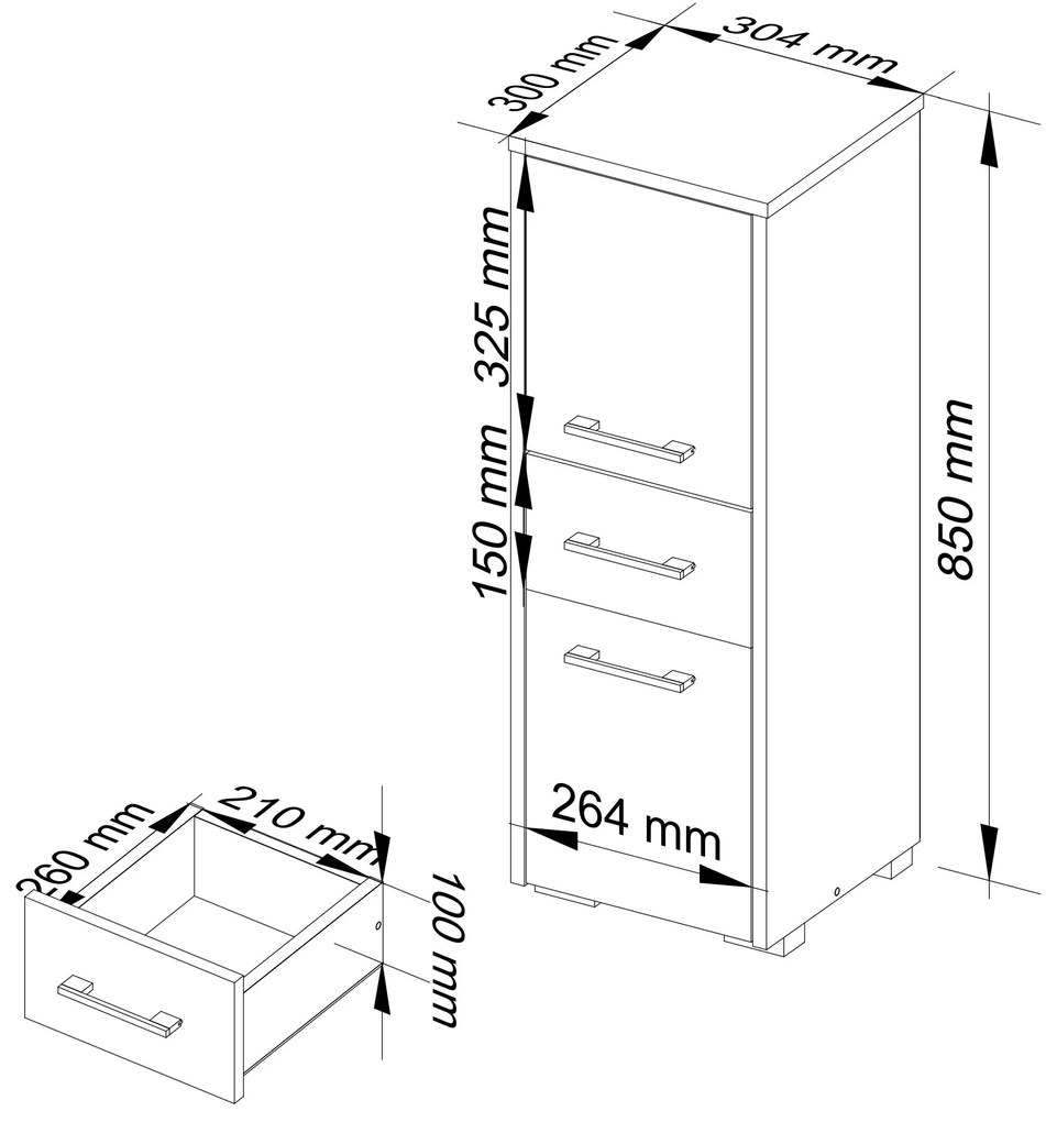 Koupelnová skříňka Farid TYP6 (grafit lesk). 1069533