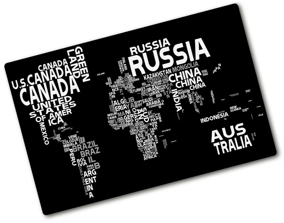 Wallmuralia Kuchyňská deska skleněná Mapa světa 80x52 cm