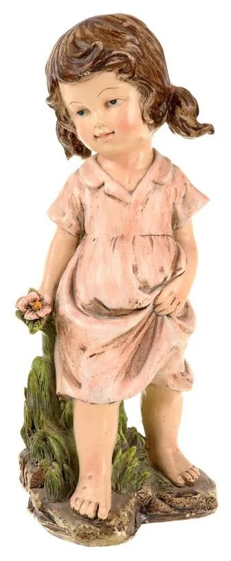 Zahradní soška Děvčátko s květinou, 30 cm