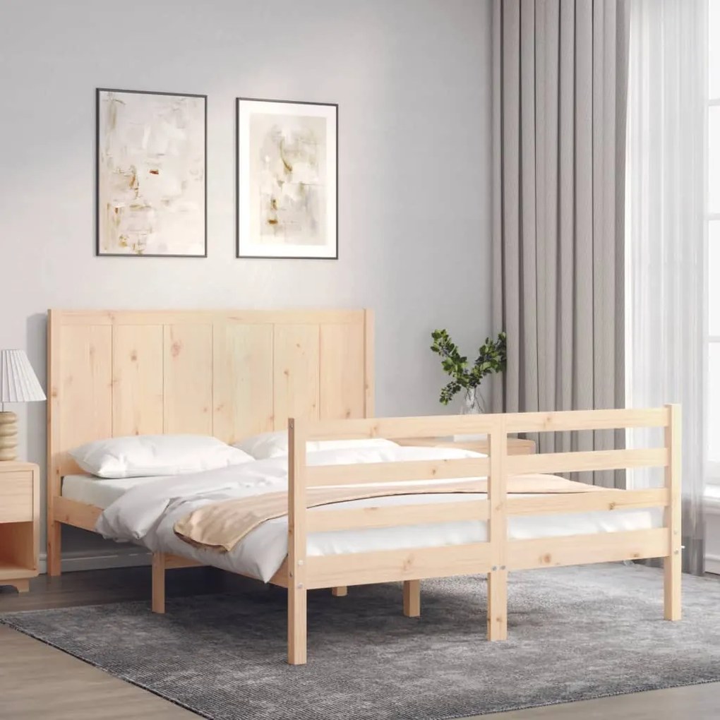 Rám postele s čelem 140 x 190 cm masivní dřevo,  3194486