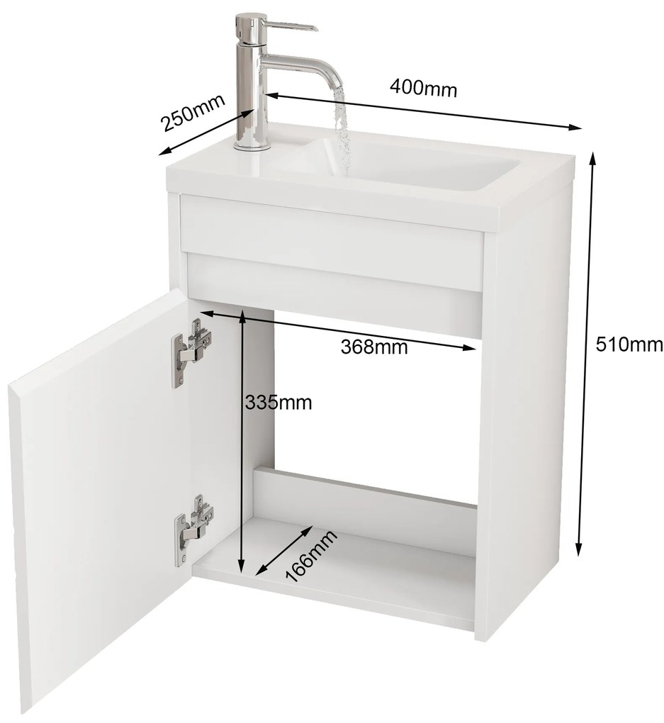 Závěsná skříňka s umyvadlem Houseland Mavon 40 cm bílá