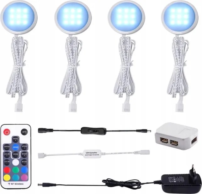 Aiboo Rgb Led osvětlení skříně, sada 4 kusů, 12 V