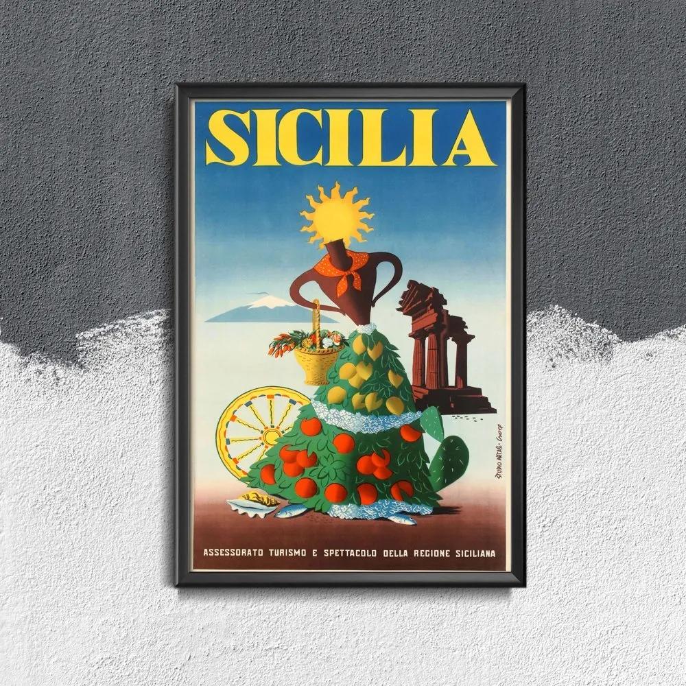 Retro plakát Sicílie itálie