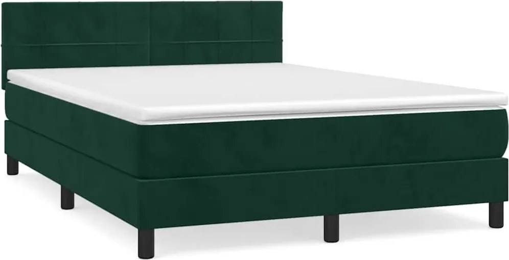 Box spring postel s matrací tmavě zelená 140x190 cm samet 3141302