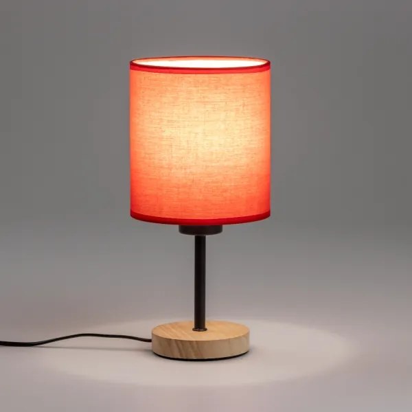 Brilagi - Stolní lampa NUBILA WOOD 1xE27/25W/230V dub/červená