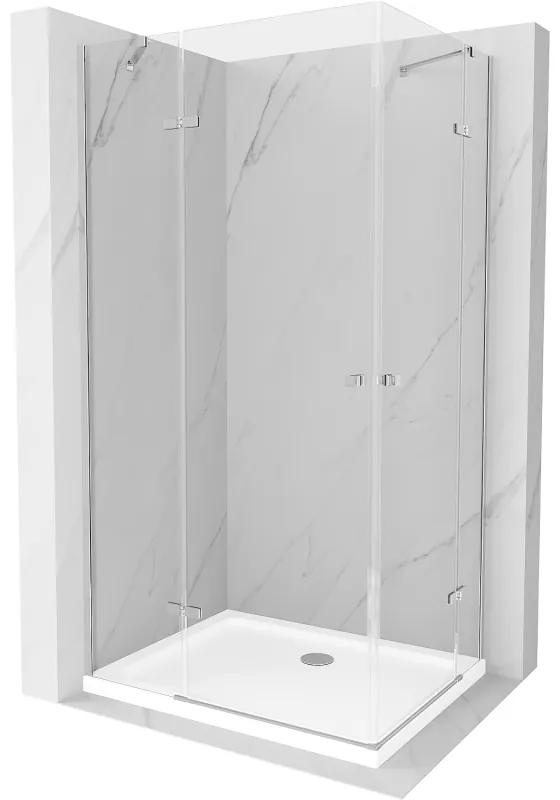 Mexen Roma Duo sprchový kout s otočnými dveřmi 100 x 90 cm, Průhledné, Chromovaná + sprchová vanička Flat - 854-100-090-01-02-40